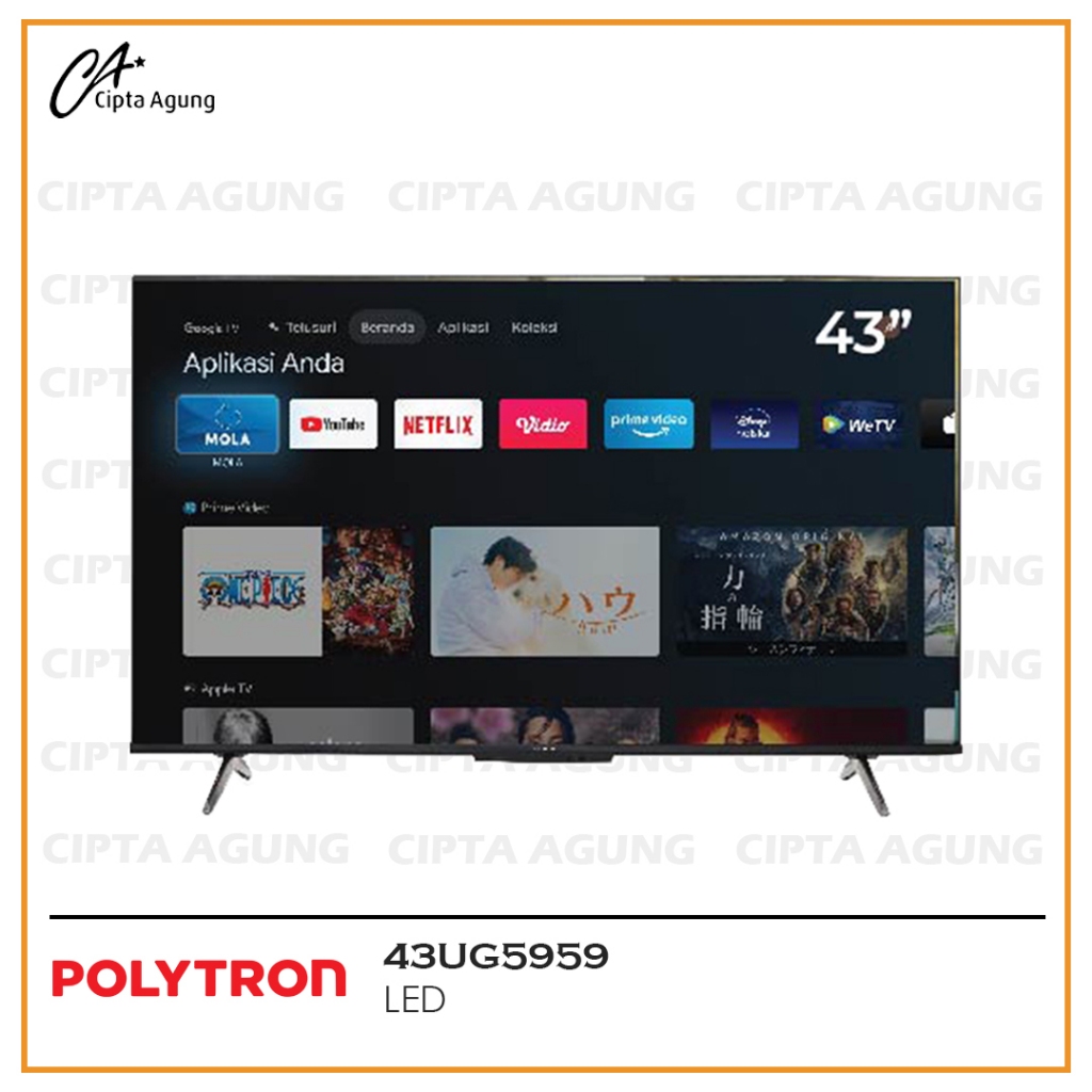 Jual POLYTRON 4K UHD SMART GOOGLE TV 43 INCH PLD 43UG5959 | Shopee ...