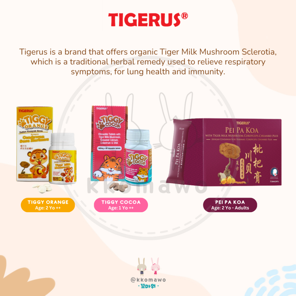 Jual Tigerus Tiggy Orange / Cocoa / Pei Pa Koa / Tiger Milk Mushroom ...