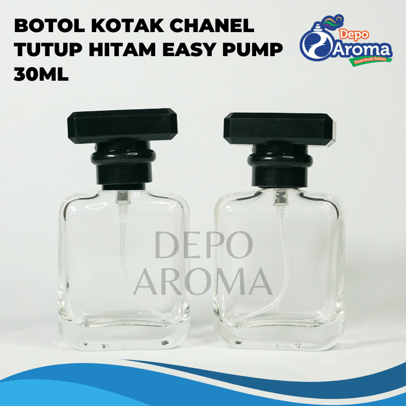 Jual Botol Parfum Kotak Easy Pump/Semi Press Tutup Chanel Hitam 30ml ...