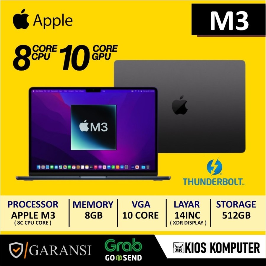 Jual APPLE M3 CHIP WITH 8 CORE CPU & 10 CORE GPU 8GB / 512 GB | Shopee ...