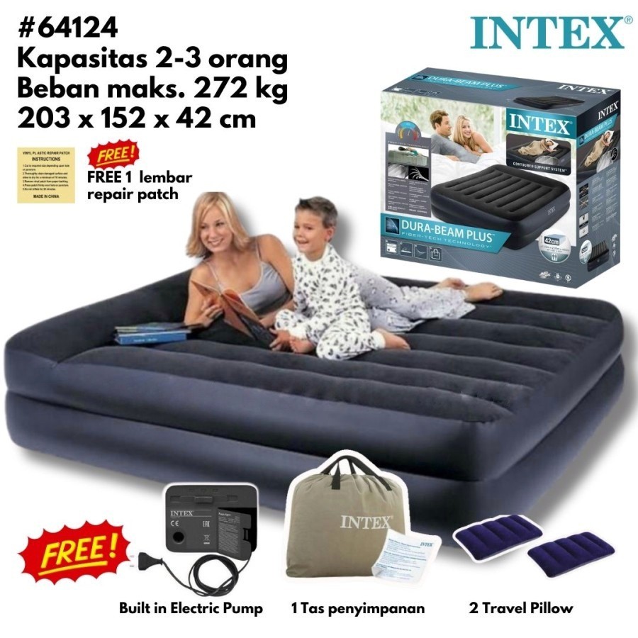 Jual INTEX 64124 Kasur Angin QUEEN Durabeam PLUS Built-in Electric Pump ...