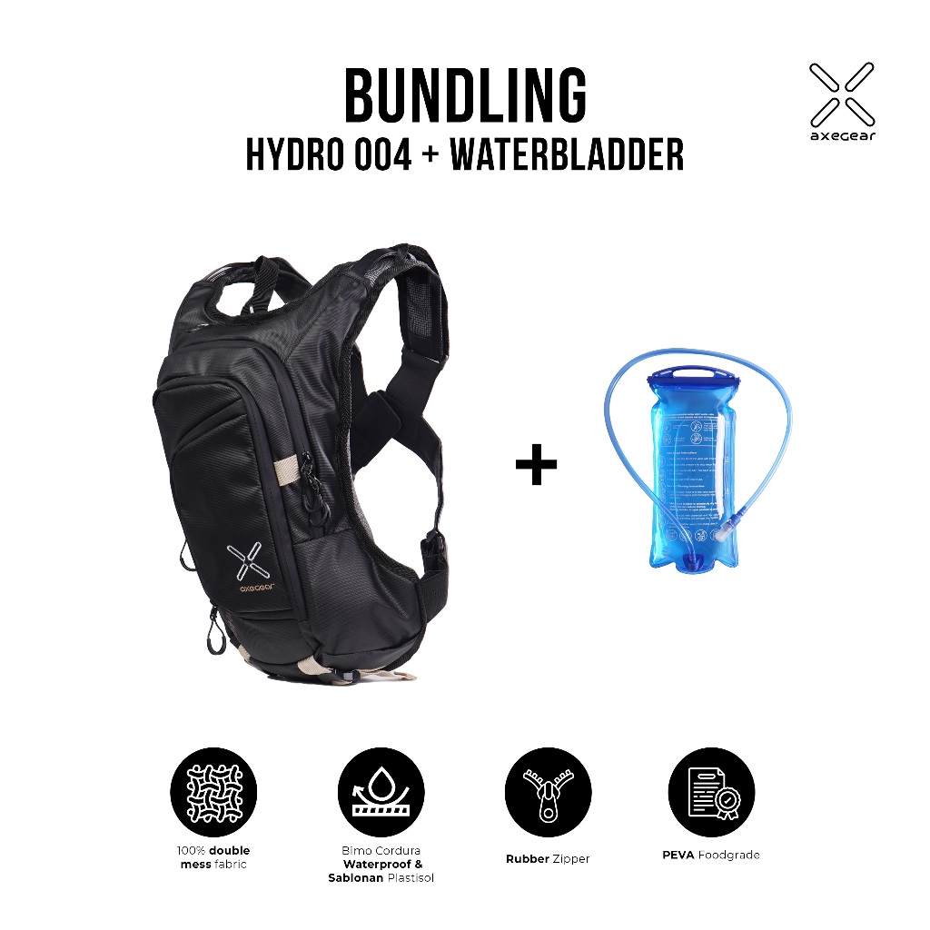 Jual BUNDLING HEMAT TAS TRAIL AXEGEAR HYDROPACK 04 PLUS KANTONG AIR MINUM 2L WATER BLADDER ...