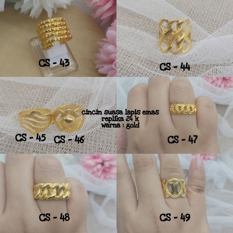 Jual cincin suasa lapisan emas 24 k. (Harap tanya ukuran dan stok lewat ...