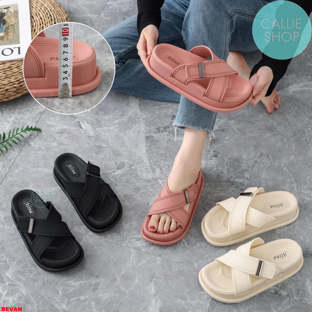 Jual Sandal Platform Simpel Garis Jelly Non Slip V506-2 TBGRSX | Shopee ...