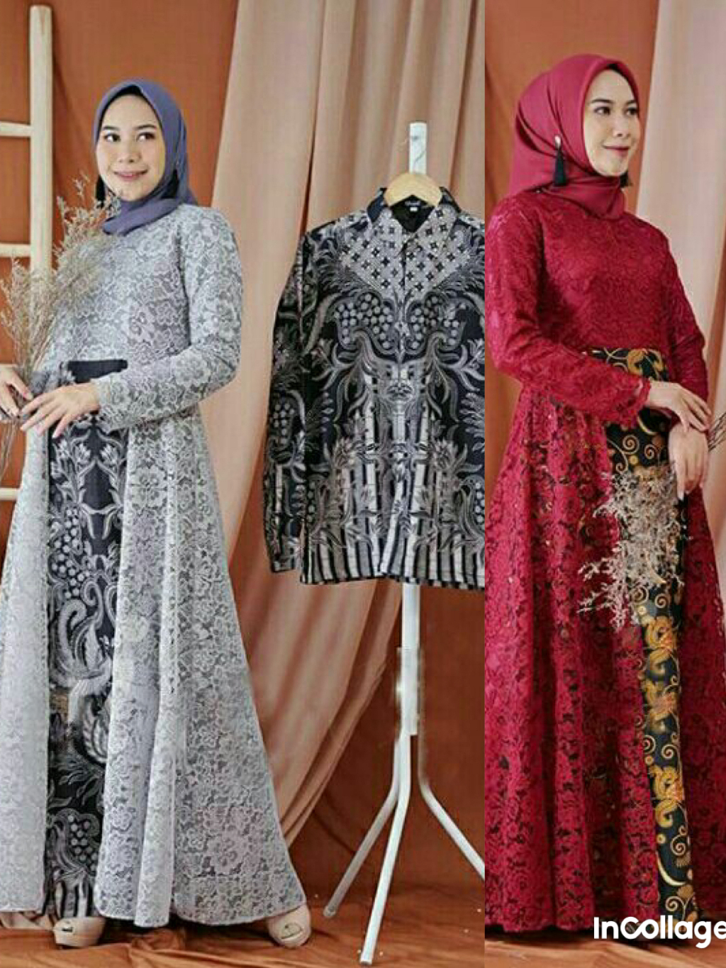 Jual Gamis batik modern couple pasangan kondangan couple gamis brukat ...