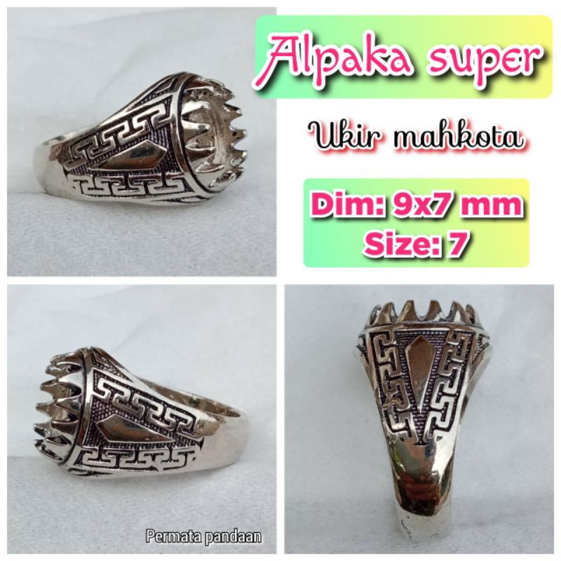 Jual cincin emban batu akik dan permata alpaka super ukir mahkota.79 ...