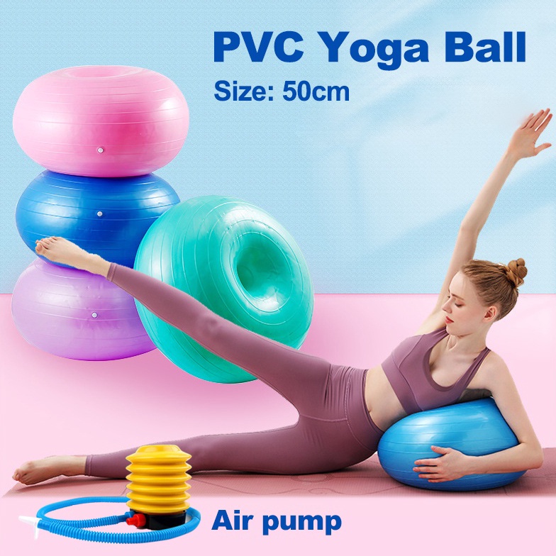 Jual Readii Stock Yoga Ball Donut Explosion-Proof PVC Doughnut Shape ...