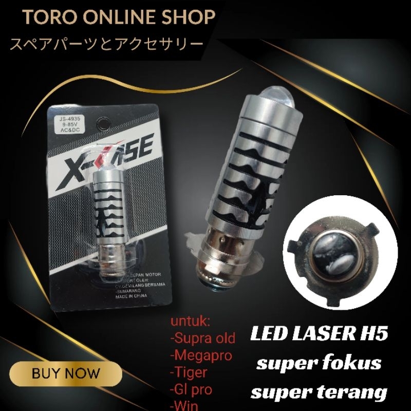 Jual led h5 laser 12v/15w ac/dc bohlamp depan mega pro tiger supra x old win lampu socket H5 ...