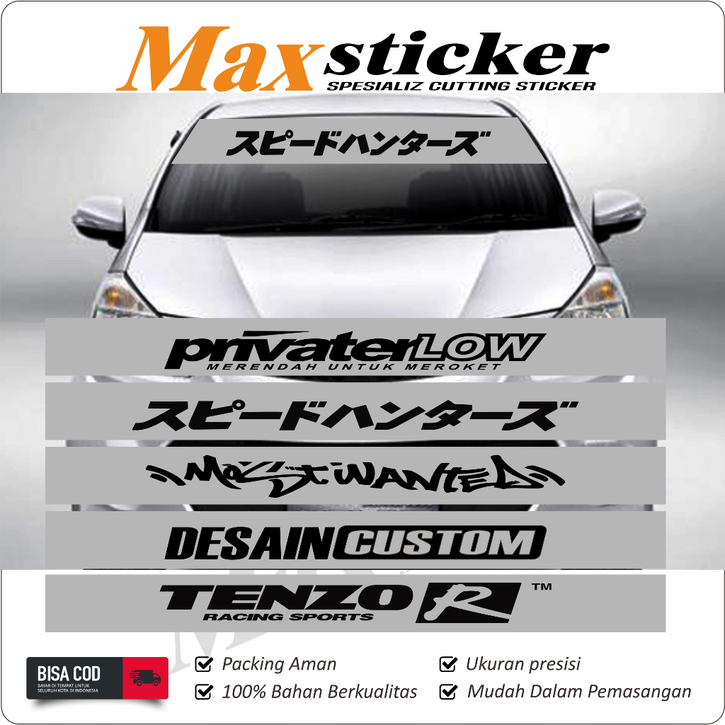 Jual Stiker Kaca depan mobil Cutting stiker dasar bolong sticker custom ...