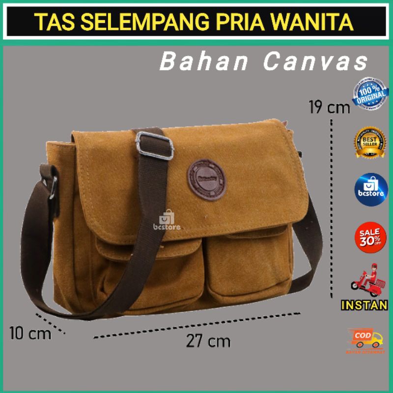 Jual Tas Selempang / Tas Pinggang Kanvas Pria dan Wanita Messenger Bag ...