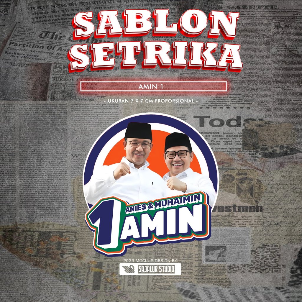 Jual Sablon Setrika Baju Satuan Pilpres 2024 1 AMIN | Shopee Indonesia