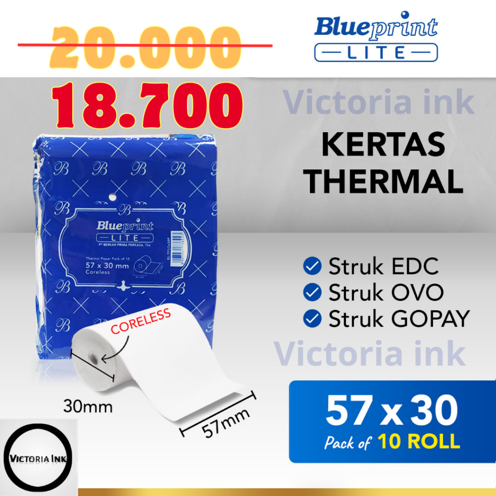 Jual Kertas Thermal Blueprint 57x38 57×38 57×30 57x30 Printer Blueprint ...