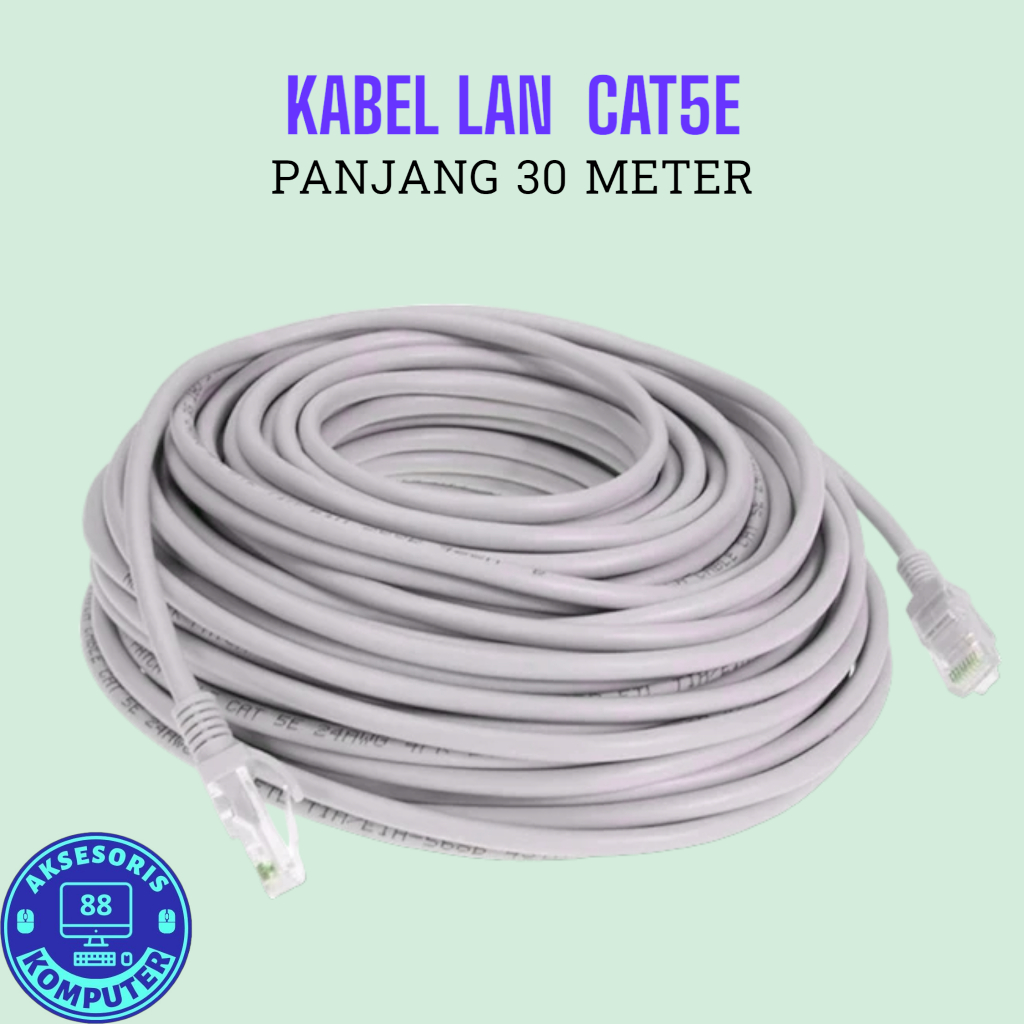 Jual 30 METER | KABEL INTERNET LAN RJ45 CAT5 CAT5E UTP PANJANG 30 METER / ETHERNET CABLE LAN CAT ...