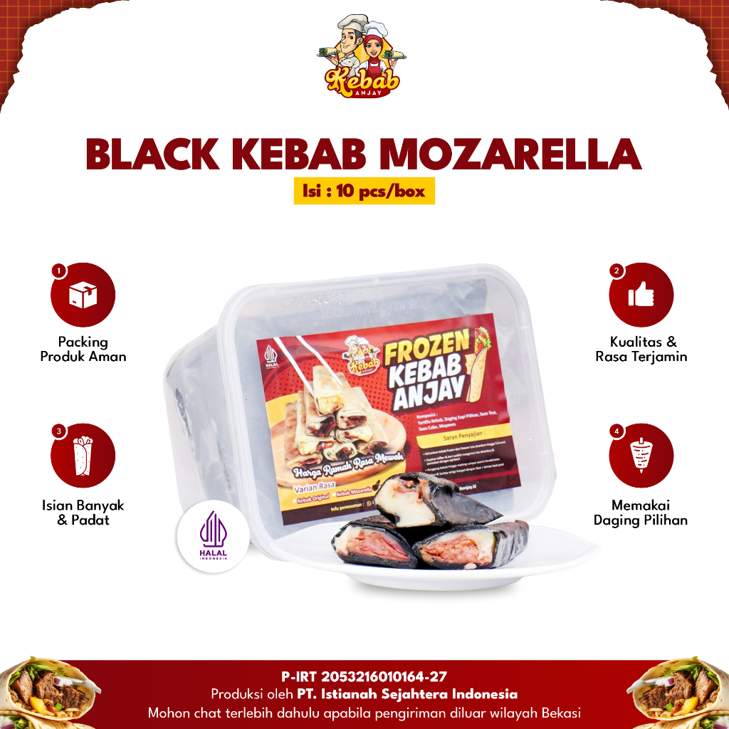 Jual Black Kebab Mozarella 1 Pack Isi 10 Pc Kebab Anjay Hitam Frozen ...