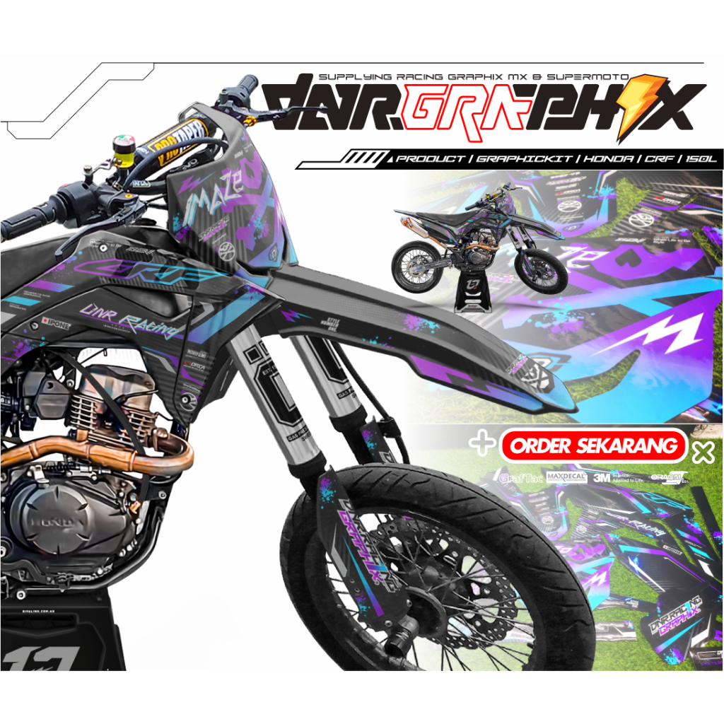 Jual BLUE PUPRLE SERIES !!! Custom Decals KLX, DTX , WR, CRF Supermoto ...