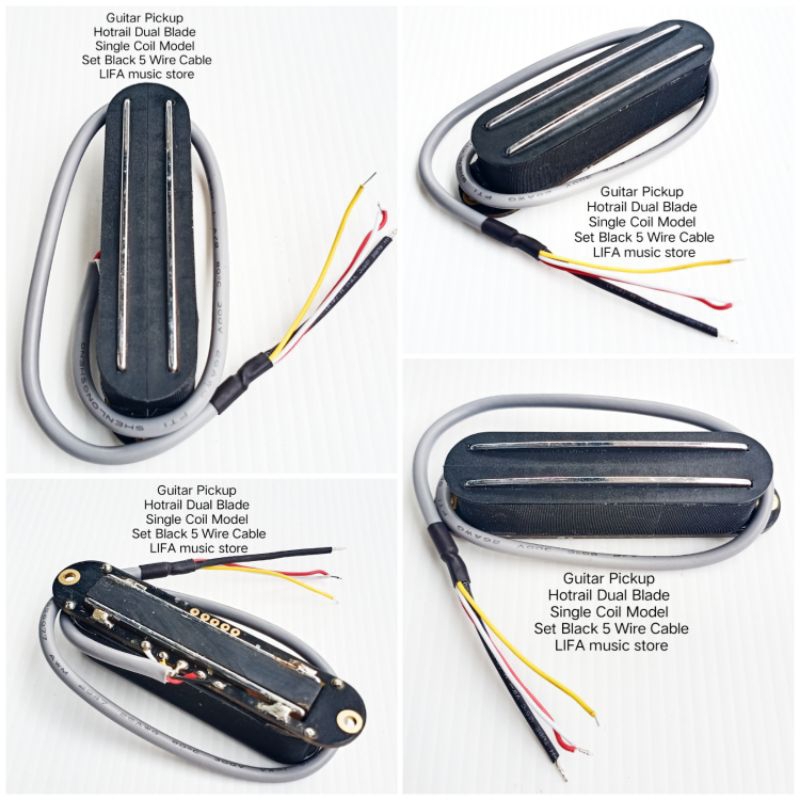 Jual Guitar Pickup Hotrail Dual Blade Single Coil Model Set Black 5 ...