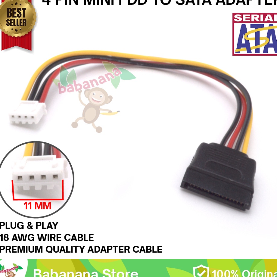 Jual Hot!! Kabel Power DVR CCTV Sata Adapter to 4 Pin Mini FDD ...