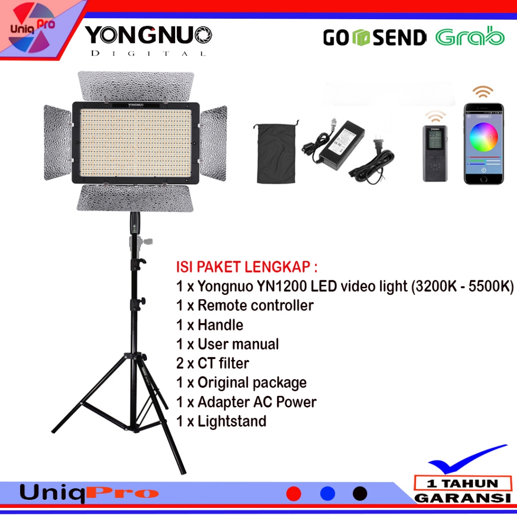 Jual PAKET LED VIDEO LIGHT YONGNUO YN-1200 YN1200 LAMPU STUDIO | Shopee ...
