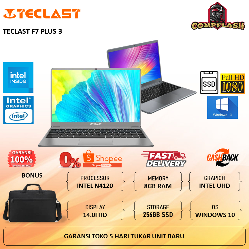 Jual LAPTOP LAPTOP TECLAST F7 PLUS 3 N4120 QUADCORE RAM 8GB 256GB SSD ...