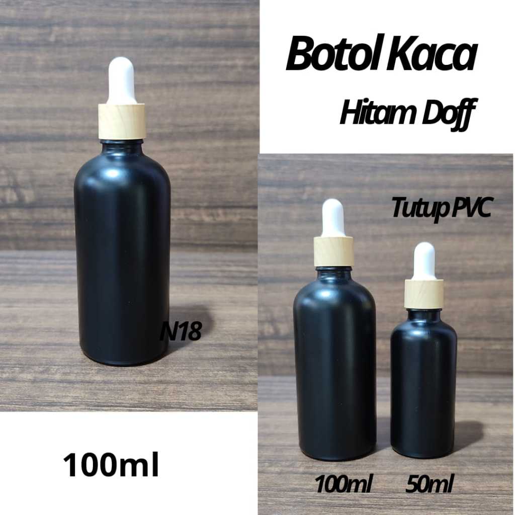 Jual Botol Kaca Hitam Doff Serum Pipet Kayu PVC Karet Putih Botol ...