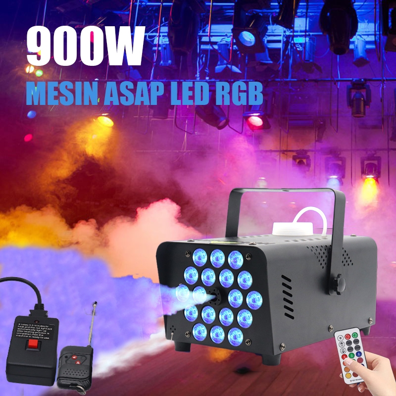 Jual Mesin asap panggung 900W LED RGB portable asap warna warni lampu ...
