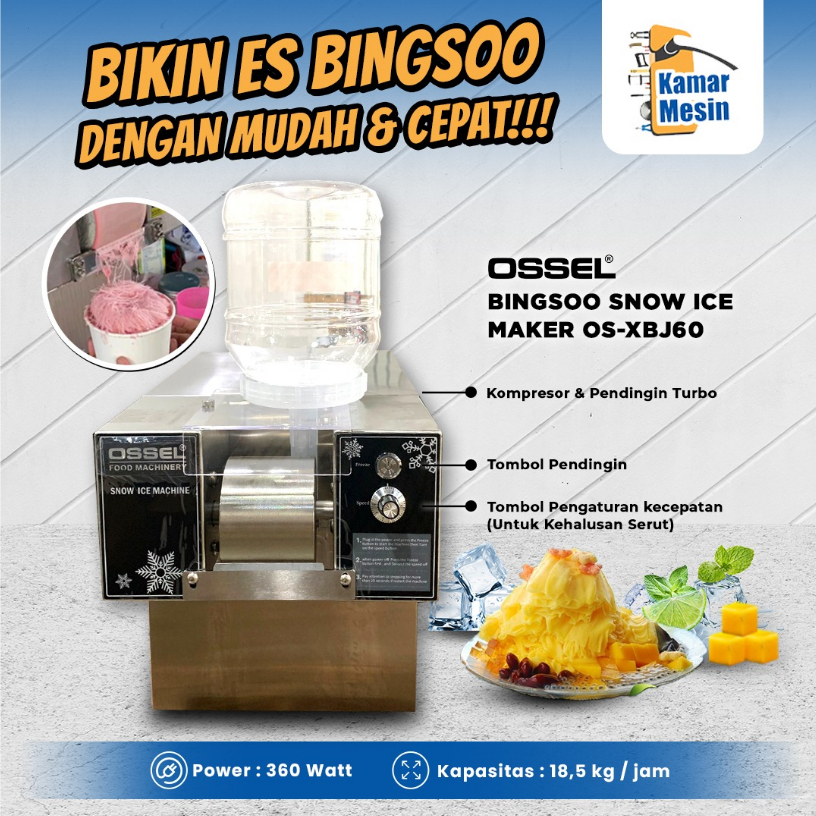 Jual OSSEL Mesin Es Bingsoo Bingso Snow Ice Machine Ice Flaker OS-XBJ60 ...
