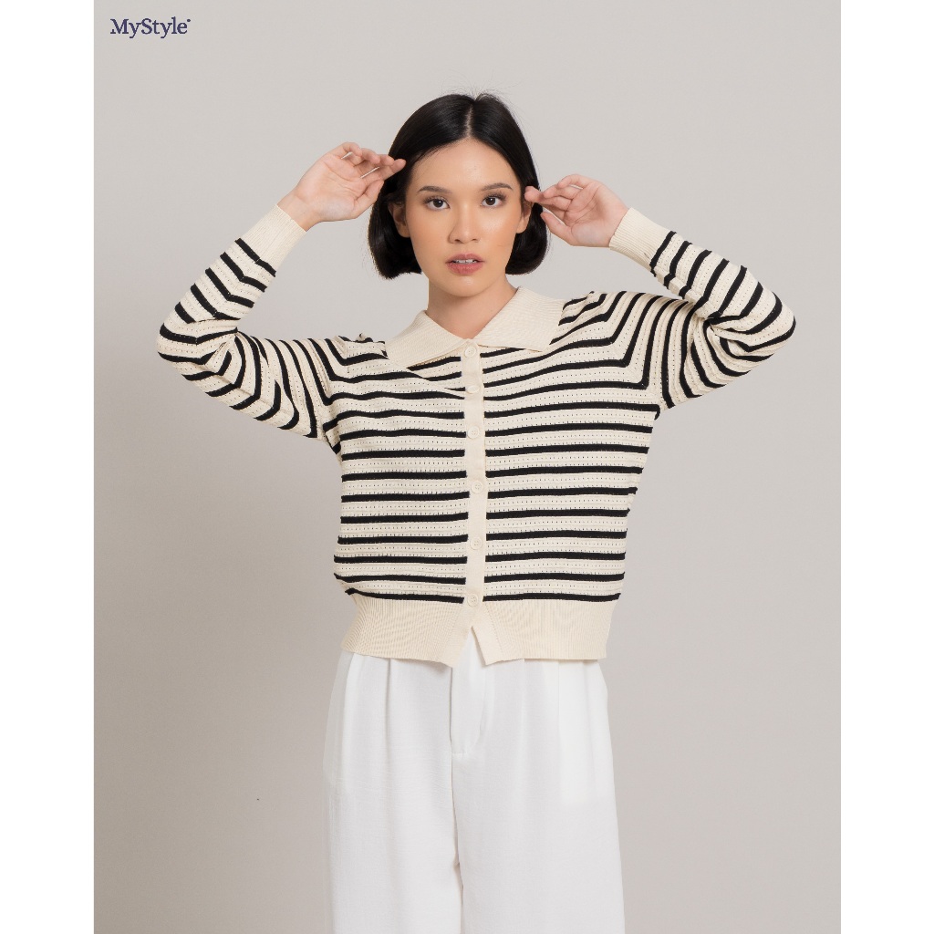Jual MyStyle Adalina Stripe Knit Top | Atasan Rajut Premium Motif Salur ...