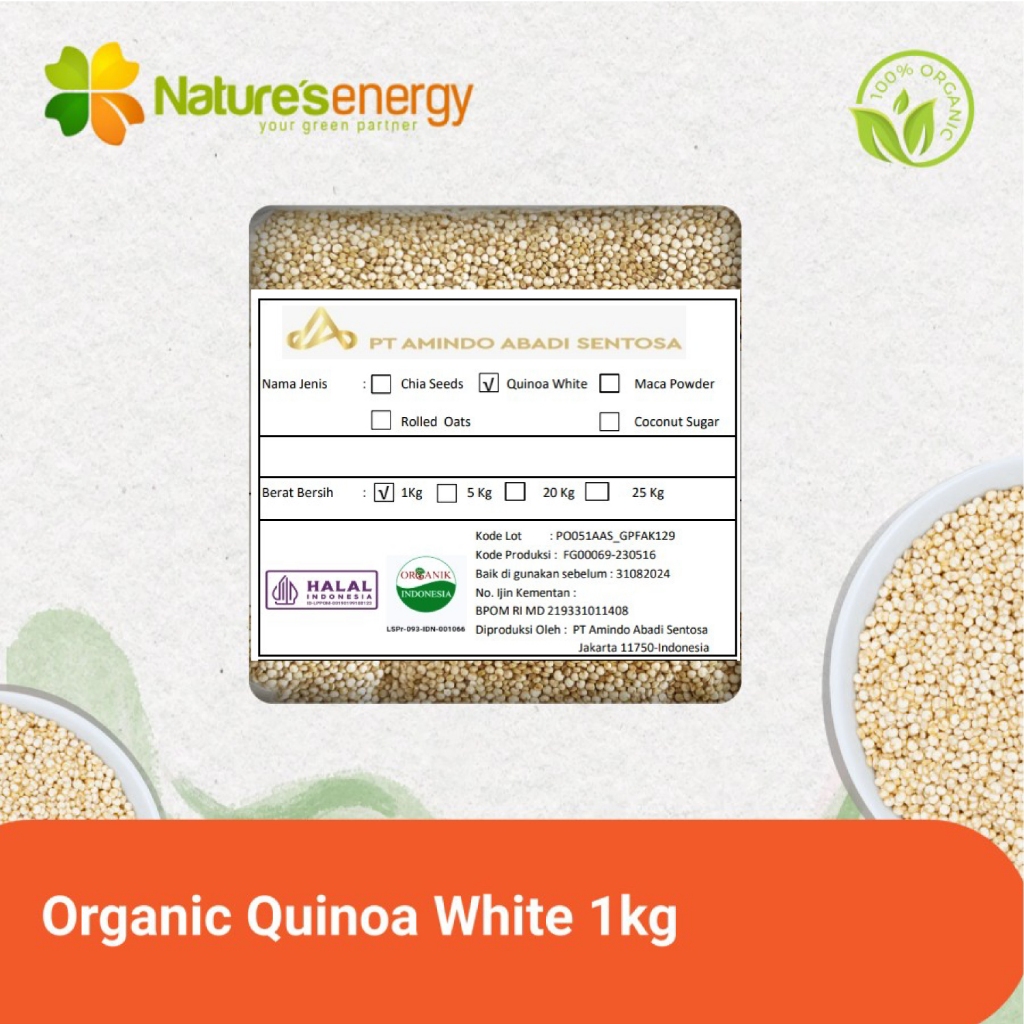 Jual Organic Quinoa White 1kg | Shopee Indonesia