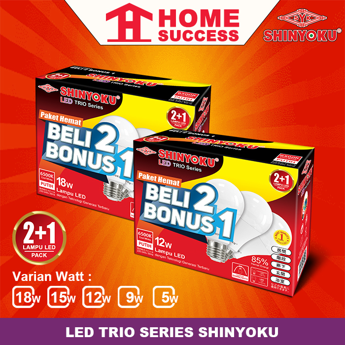 Jual Lampu LED TRIO SERIES SHINYOKU (Beli 2 Gratis 1 - Isi 3 pcs) 5W 9W 12W 15W 18W | Shopee ...