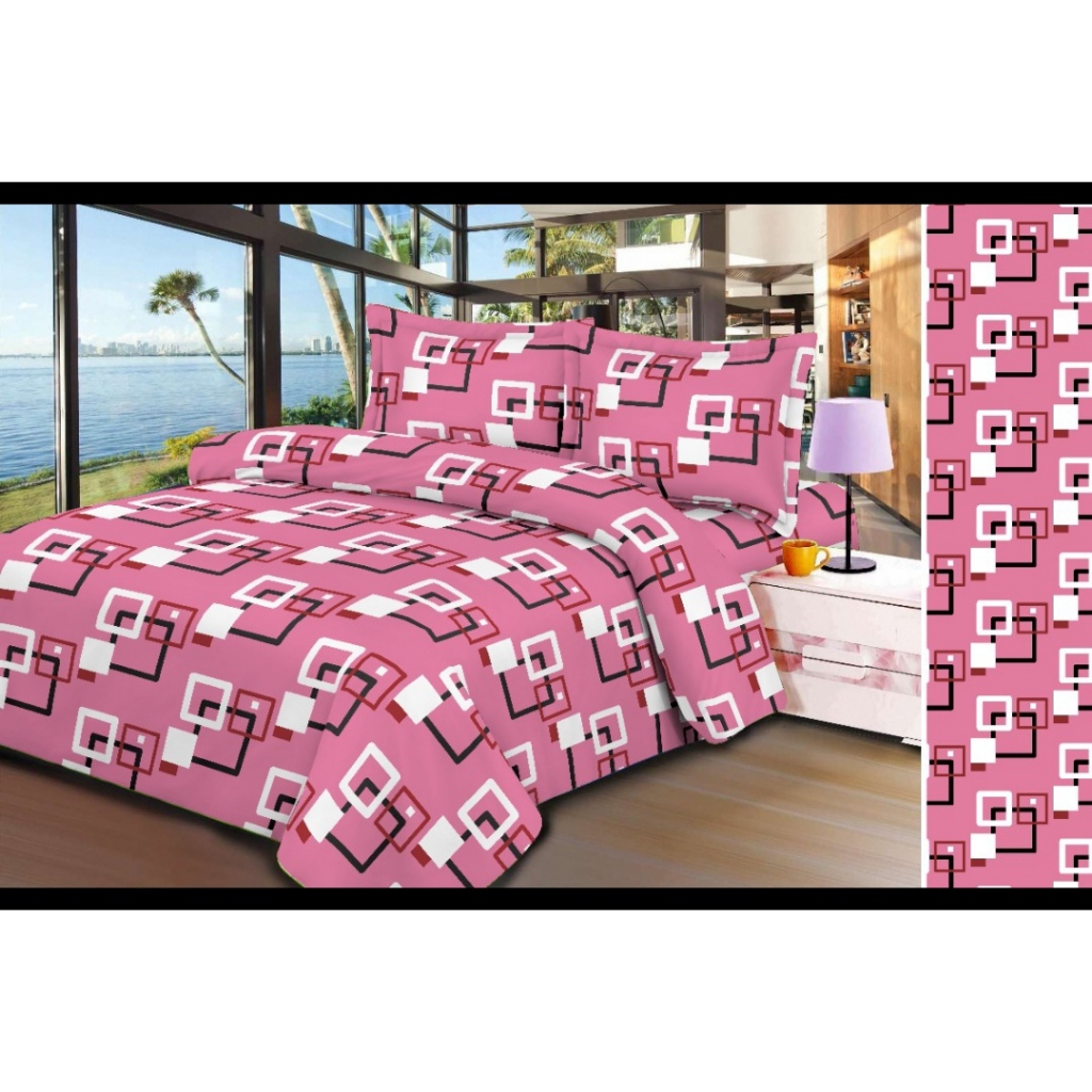 Jual Bedcover Set Motif Kotak Pink | Shopee Indonesia