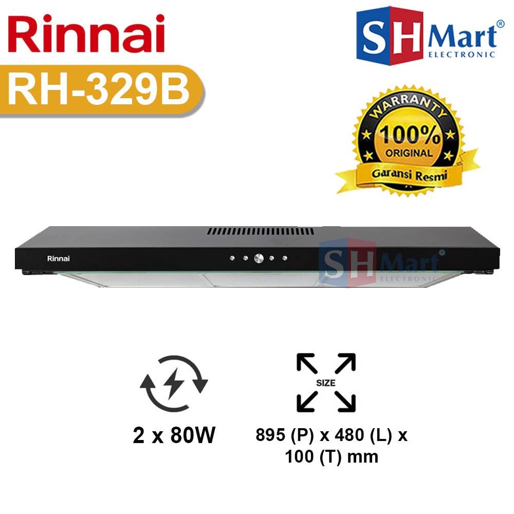 Jual COOKER HOOD RINNAI 90 CM RH-329B / RH329B PENGHISAP ASAP DAPUR GARANSI RESMI | Shopee Indonesia