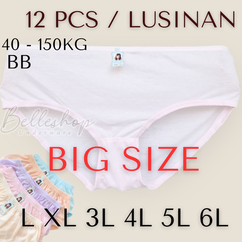 Jual BELLE- 12 PCS (L XL 3L 4L 5L 6L 7L) Celana Dalam Wanita Jumbo Murah / Cd Katun Halus JUMBO ...