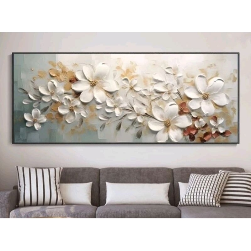 Jual lukisan bunga modern plus frame hiasan dinding besar | Shopee ...