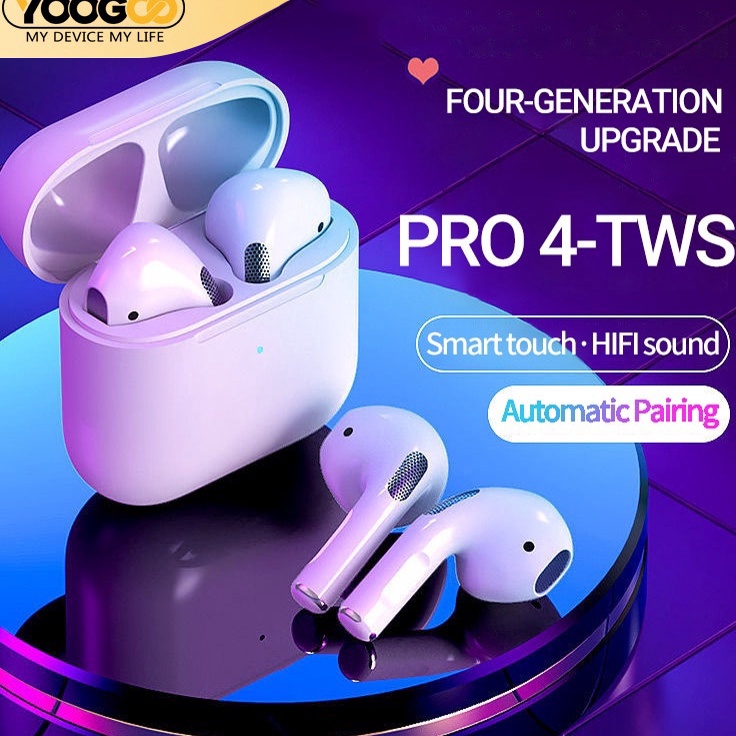 Jual Model Baru TWS Pro 4 Headset Bluetooth 5.1 True Wireless Earphone 9D HiFi Stereo Sound ...