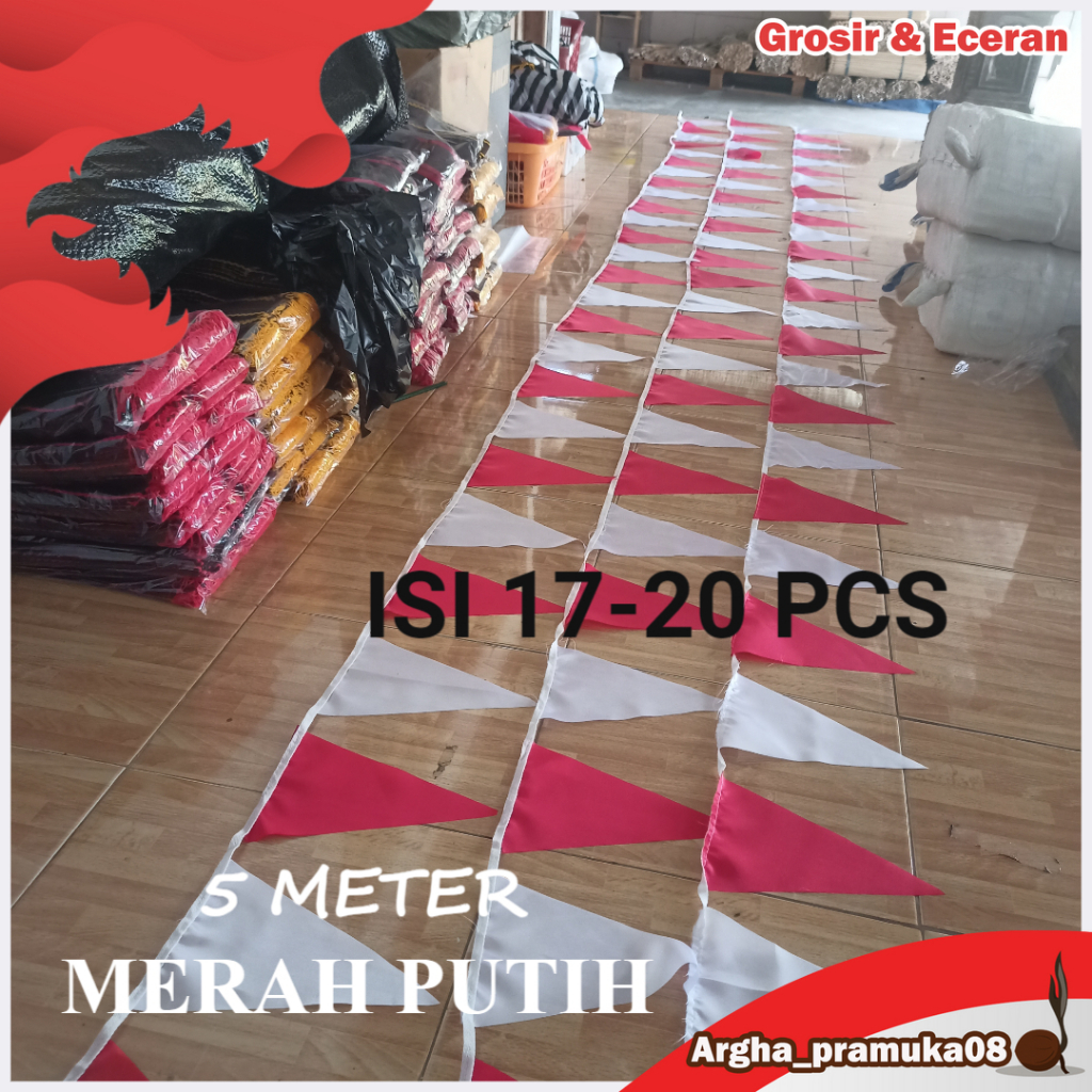 Jual Bendera Segitiga Merah Putih Panjang 5 Meter | Shopee Indonesia