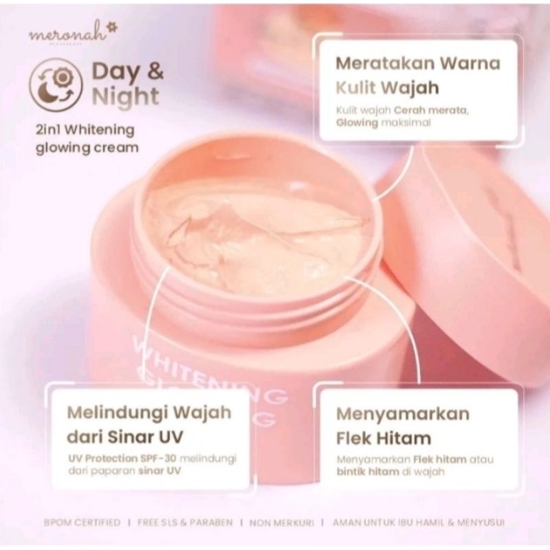 Jual Meronah cream whitening glowing 2 in 1 dan facial wash meronah ...