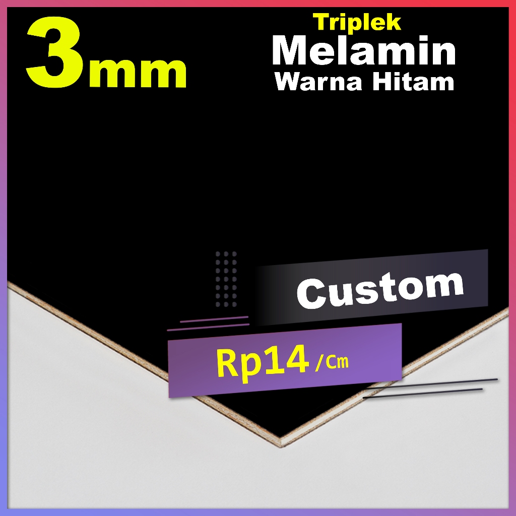 Jual Triplek 3mm melamin warna hitam custom potongan | Shopee Indonesia