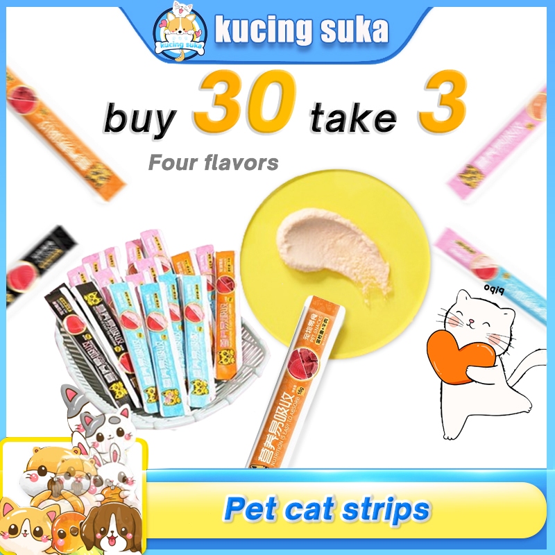 Jual 10PCS Kucing snack hewan peliharaan cat strip 15g strip kuing ...