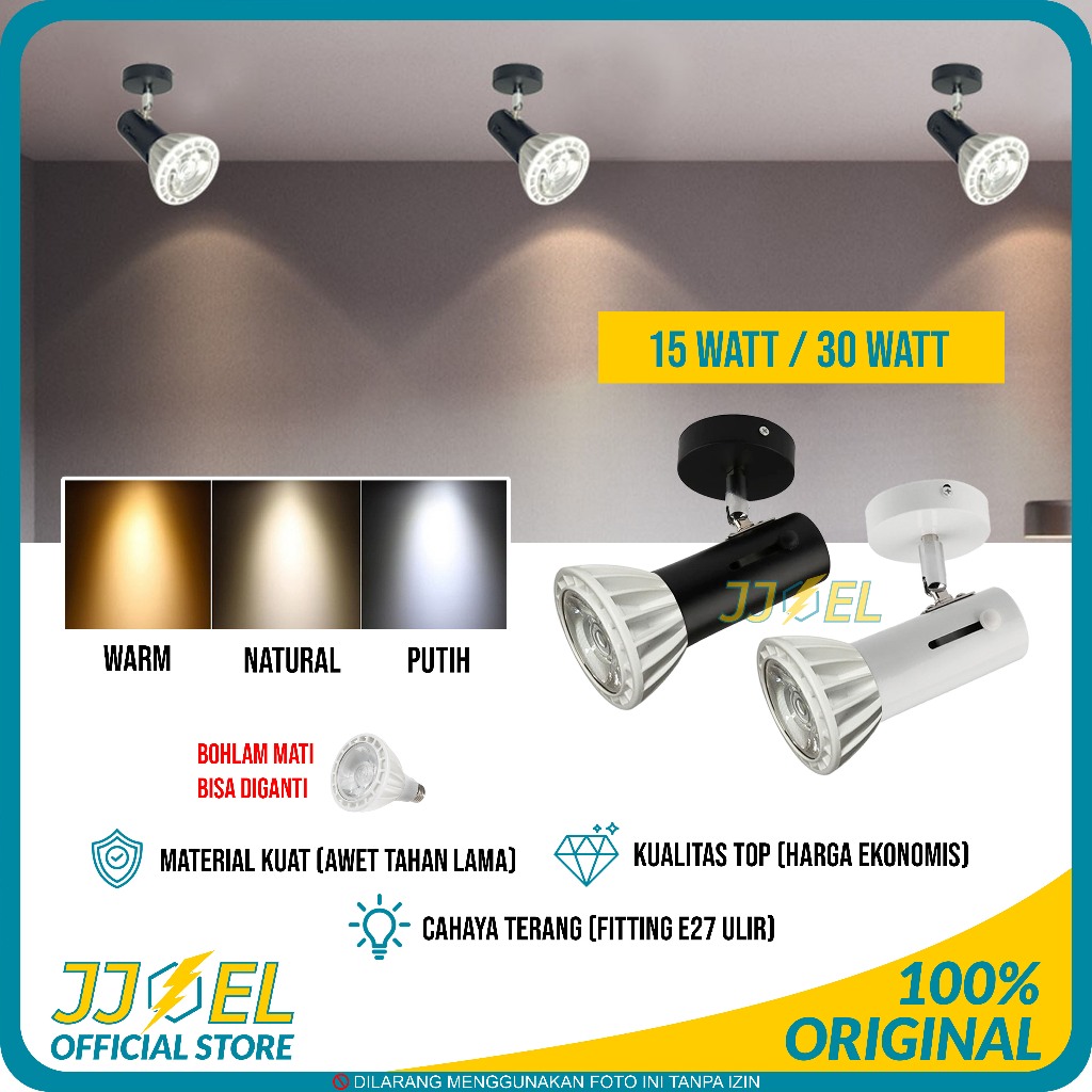 Jual Spotlight LED Tempel Plafon 3W 5W 7W 15W 35W - Lampu Sorot E27 Bohlam Mudah Diganti ...