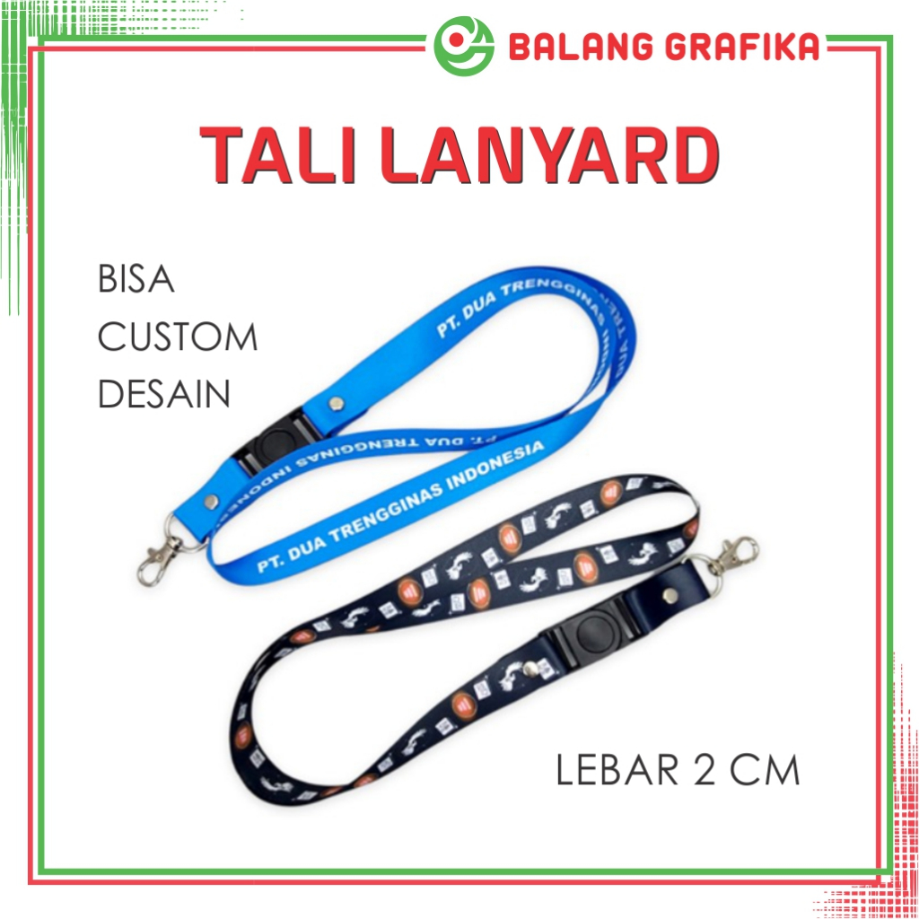 Jual Tali Lanyard Custom Nama Logo Kalung Gantungan ID Card Cetak 2 ...