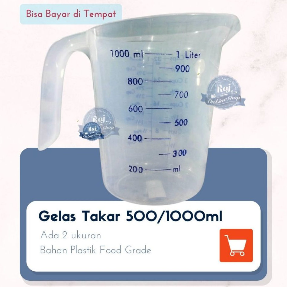 Jual gelas takar 1 L 1000 ml takaran air sirup masakan kue 500 | Shopee ...