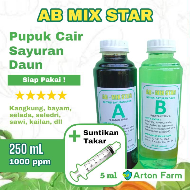 Jual Pupuk Ab Mix Cair Sayuran Daun Siap Pakai 250 ml + Suntikan Takar ...
