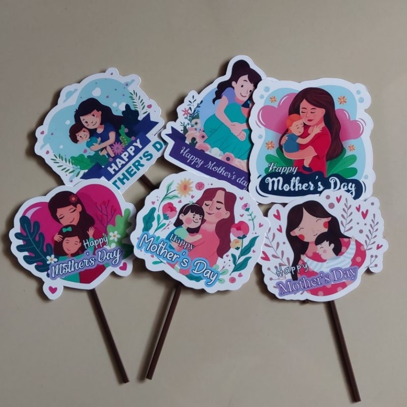 Jual topper happy mothers day/topper buket/cupcake/topper pudding ...