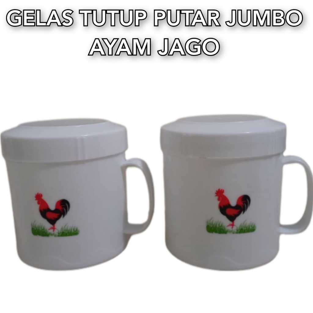 Jual GELAS MUG TUTUP PUTAR UKURAN BESAR AYAM JAGO / CANGKIR GELAS ...