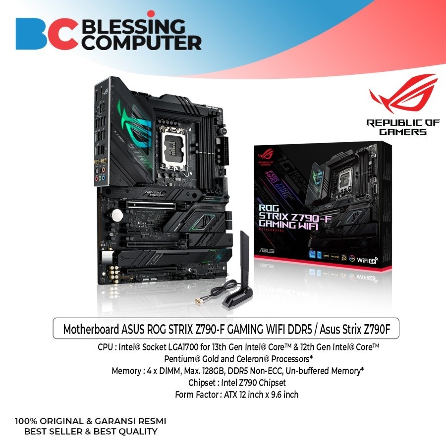Jual Motherboard ASUS ROG STRIX Z790-F GAMING WIFI DDR5 / Asus Strix ...