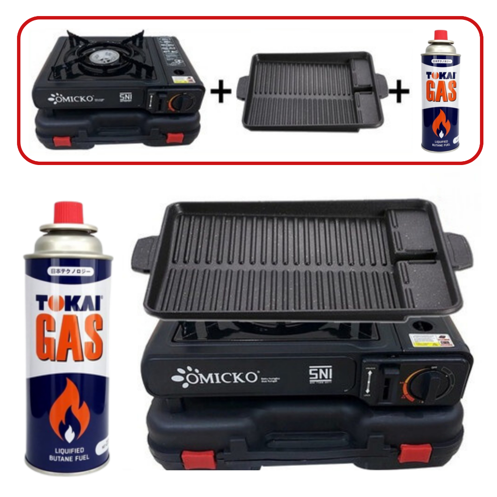 Jual Paket Kompor Portable Kompor Camping + Grill pan Kotak BBQ + 1 ...