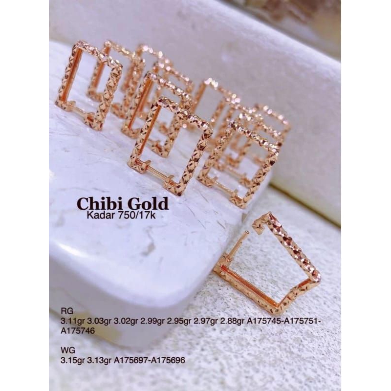 Jual CHIBI GOLD JAWELLERY - Anting Kotak Ukir Emas 750 kadar 17k-Chibi ...