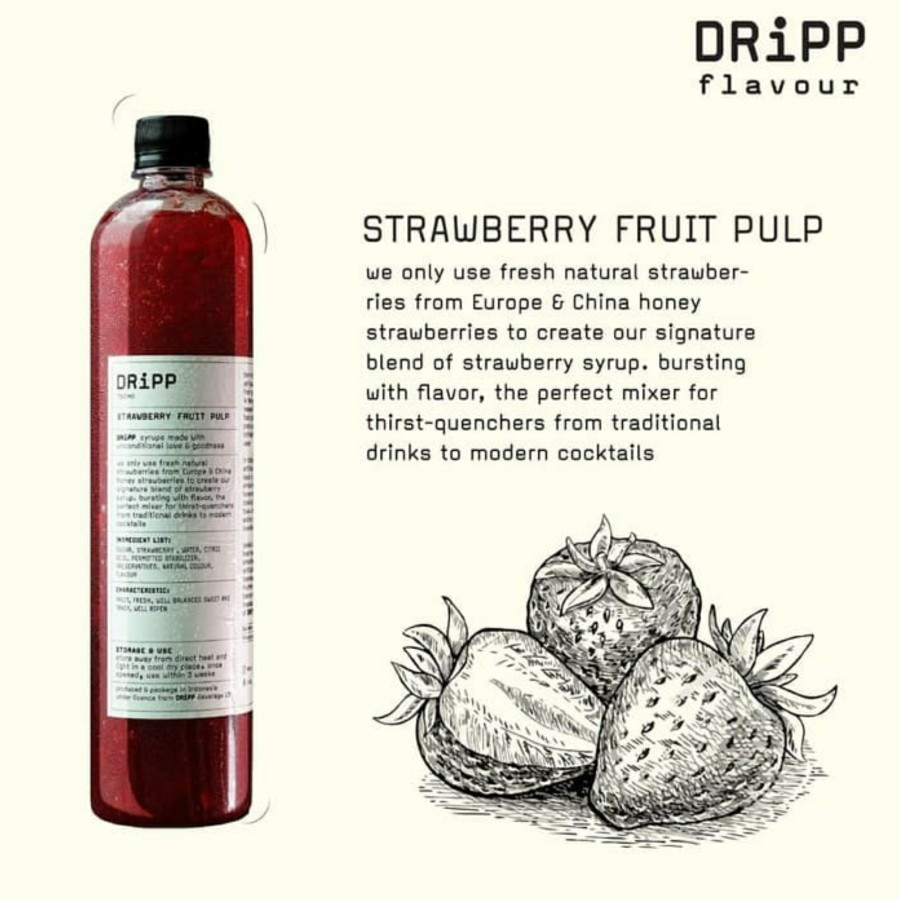 Jual Dripp Syrup Strawberry Fruit Pulp 760 ML - Rasa Strawberry Fruit ...