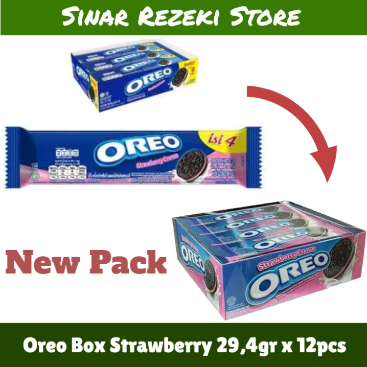Jual Biskuit Oreo Strawberry Box Isi 12 Pcs x 38gr / oreo isi 4 / oreo ...