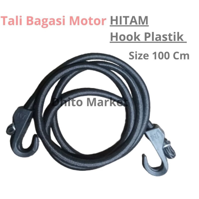 Jual Tali Bagasi Motor HITAM HOOK PLASTIK Ukuran 100Cm / Pengikat Ikat ...